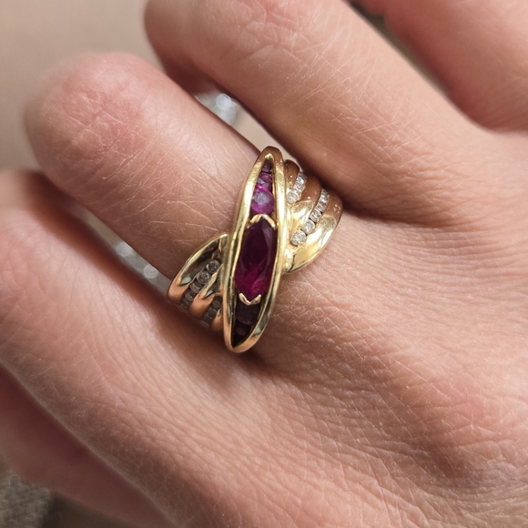 Jewelry | Vintage 14k Gold Ruby Diamond Ring | Poshmark